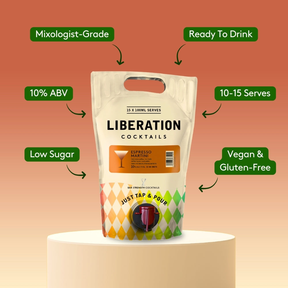 Espresso Martini Cocktail Pouch 1.5L, Ready Made Espresso Martini