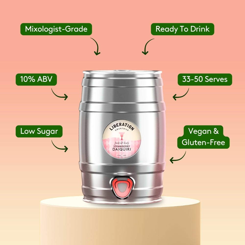 Strawberry Daiquiri 5L Cocktail Keg, Pre Made Strawberry Daiquiri