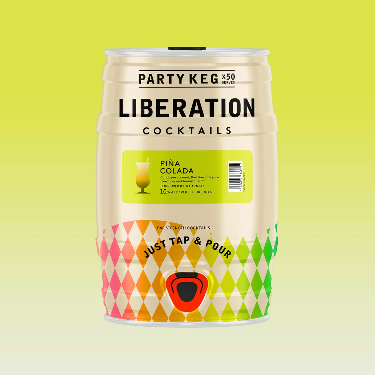 Piña Colada Cocktail 5L Party Keg, Ready Made Piña Colada